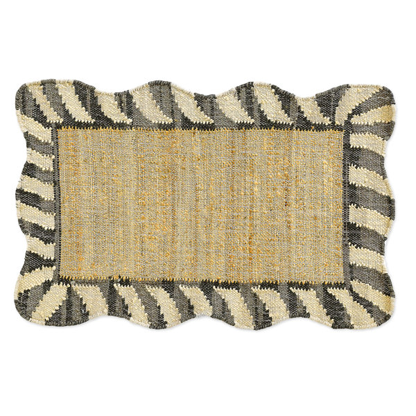 MacKenzie-Childs Jute Scalloped Black And White Rug | Wayfair