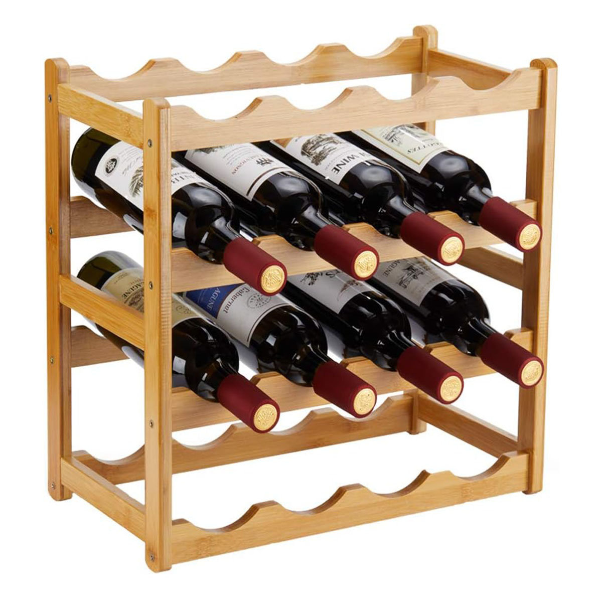 George Oliver Bamboo Wine Rack, Sturdy And Durable Countertop Wine ...