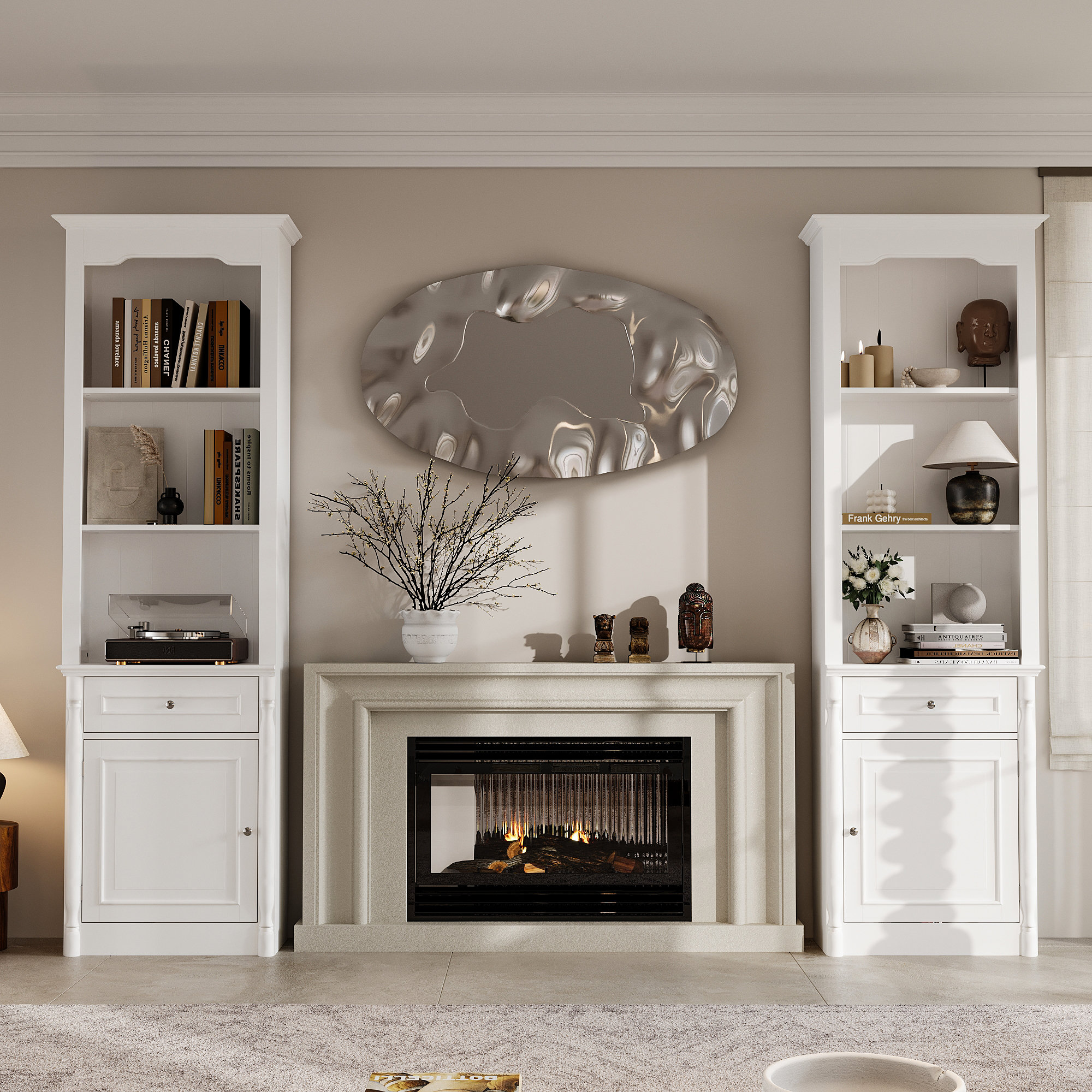 Red Barrel Studio® Bookcases On Either Side Of Fireplace Or TV Stand ...