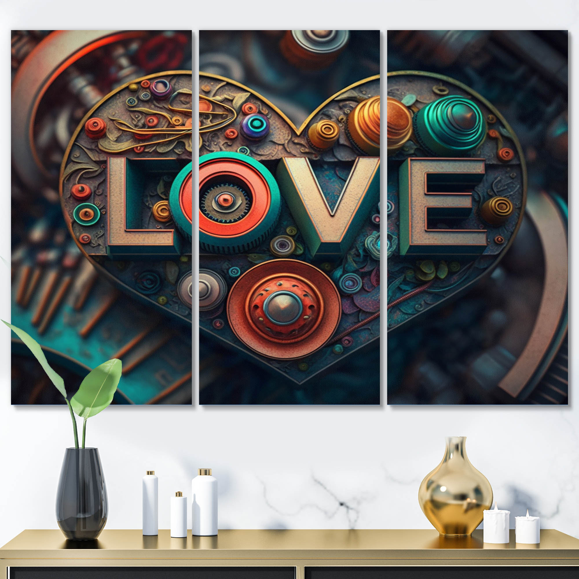 Design Art Unconditional LOVE On Vintage Teal - Christianism Wall Art ...