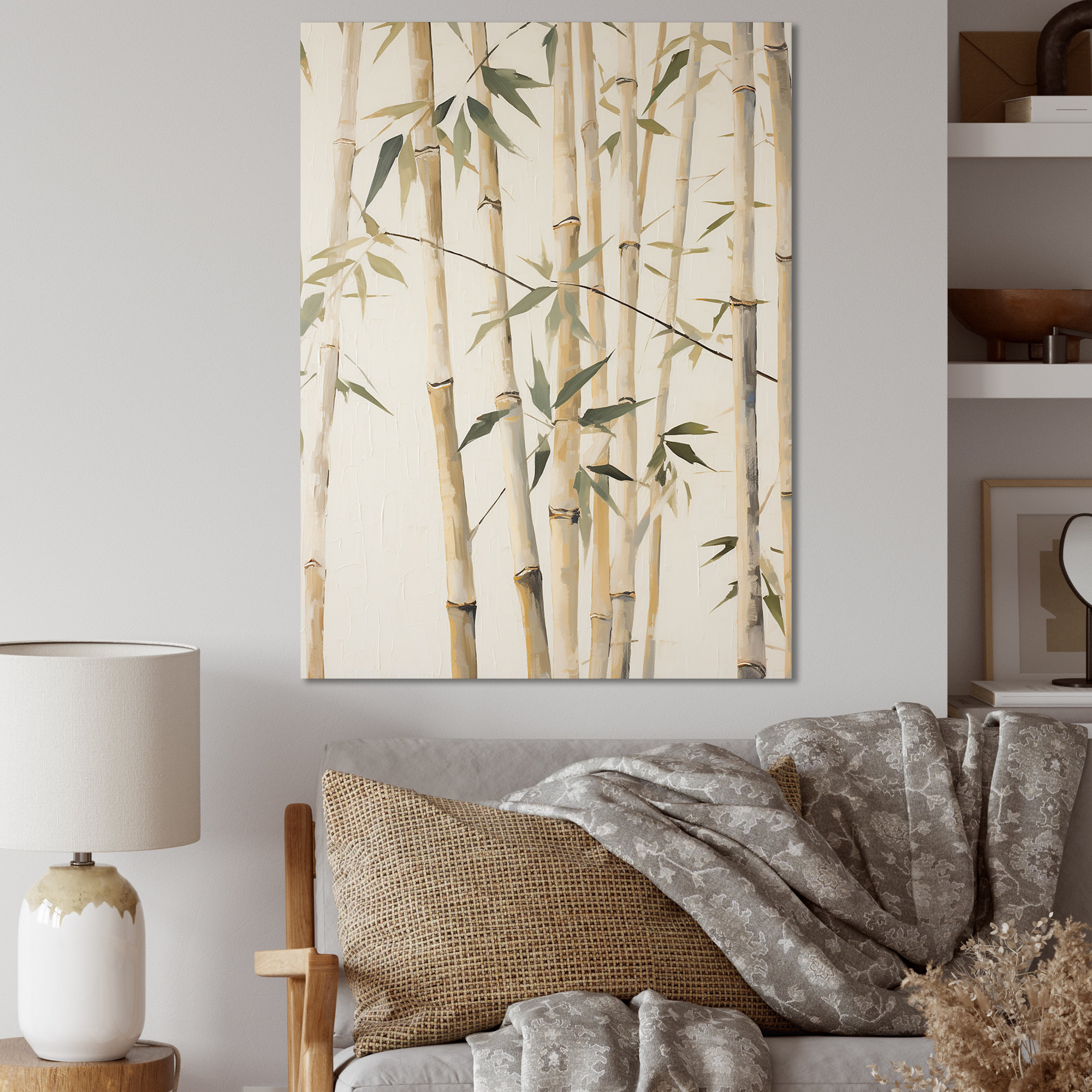 Design Art Beige Minimalism Bamboo Serenity III - Bamboo Wall Art ...