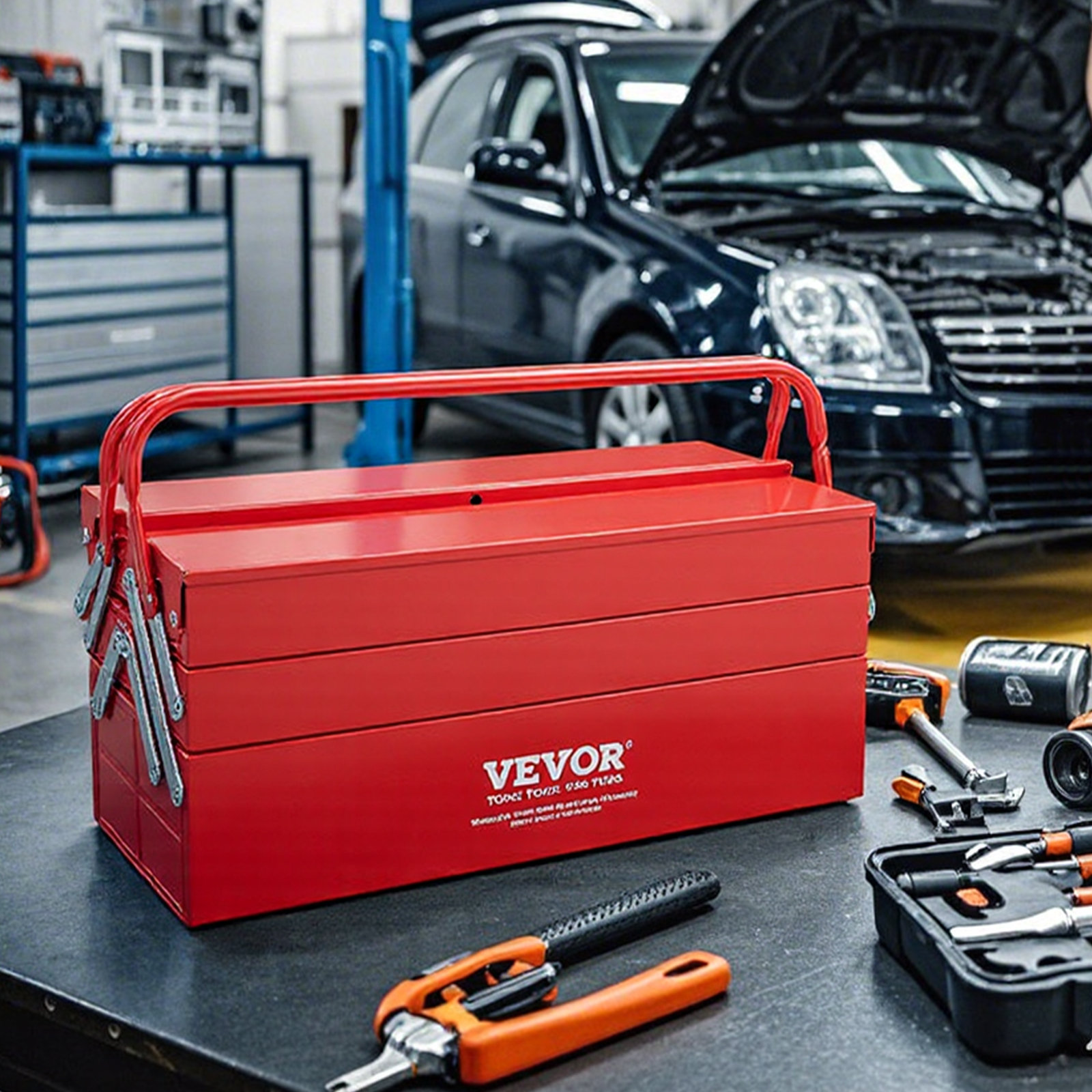 Stellweilan Tessberg Tool Box 18-inch 3-Tier 5-Tray Folding Cantilever ...