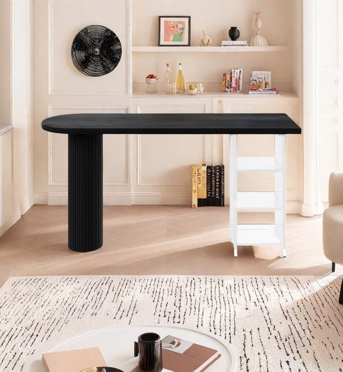 Hokku Designs French style Solid Wood Bar Table with Acrylic Storage ...
