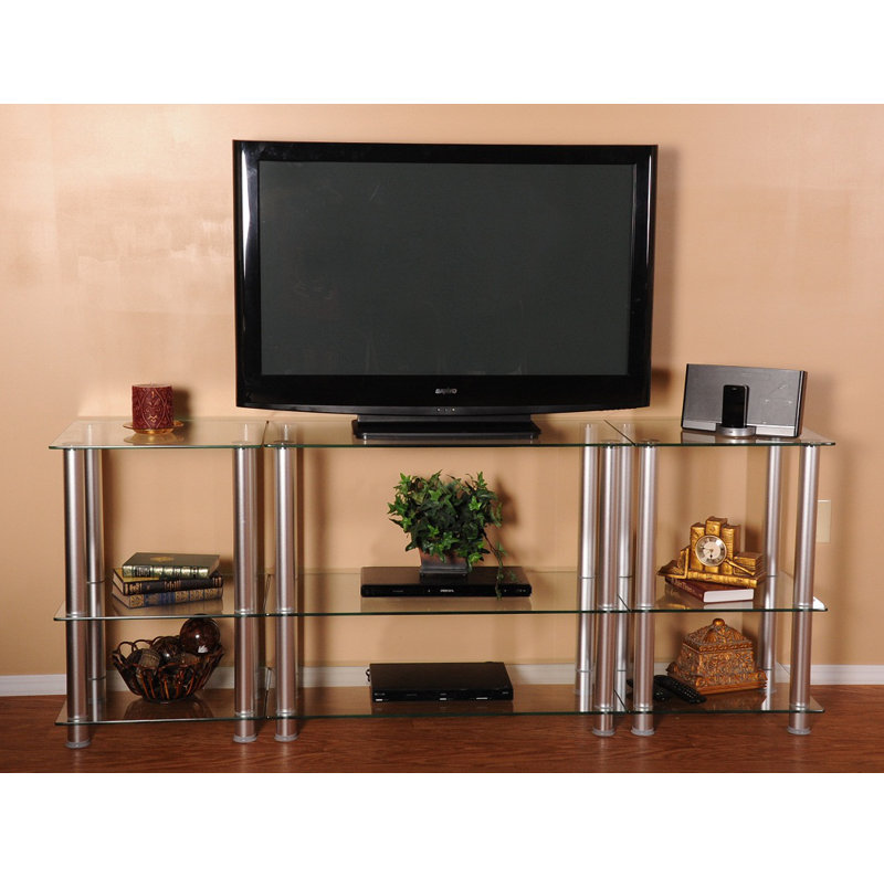 RTA Home And Office Extra Tall Glass and Aluminum TV Stand | Wayfair