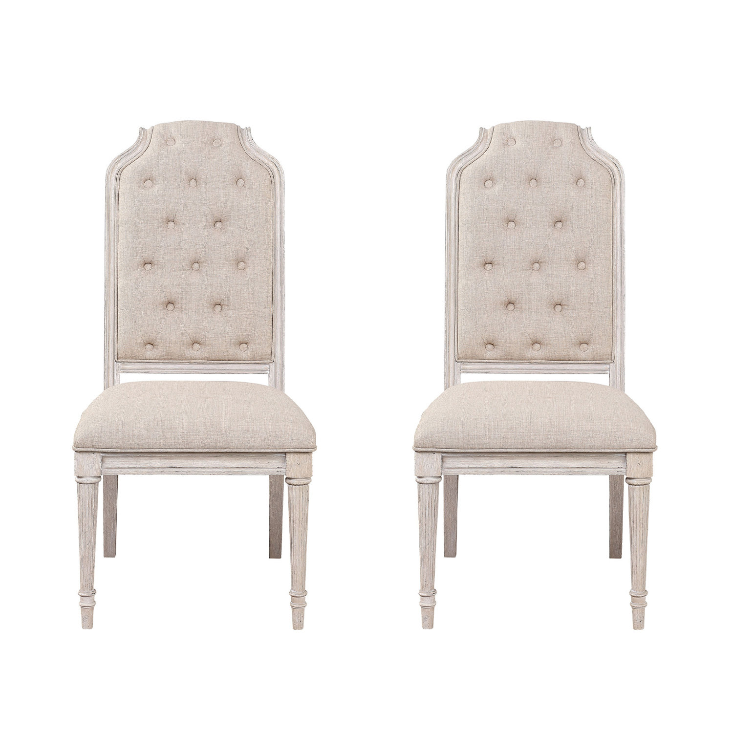 Rosalind Wheeler Set Of 2 Upholstered Side Chairs In Antique Champagne ...