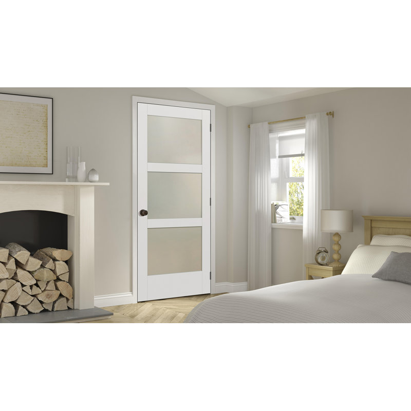 JELD-WEN MODA 3-Lite Frosted Glass Primed Slab Interior Door | Wayfair