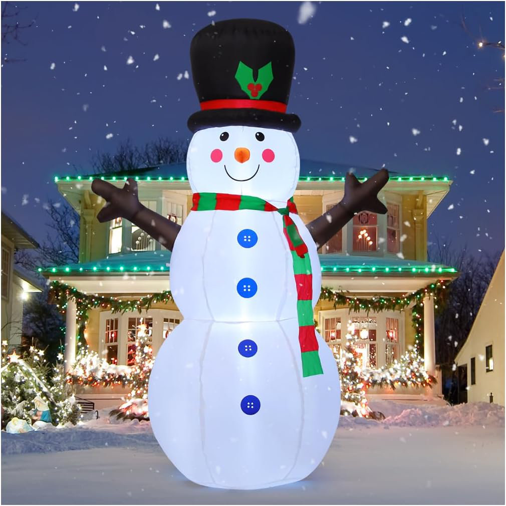 GOOSH Christmas Inflatable Giant Snowman Inflatable Cute Blow Up ...