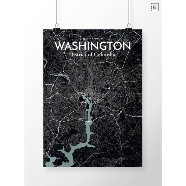 OurPoster.com 'Washington DC City Map' Graphic Art Print Poster in ...