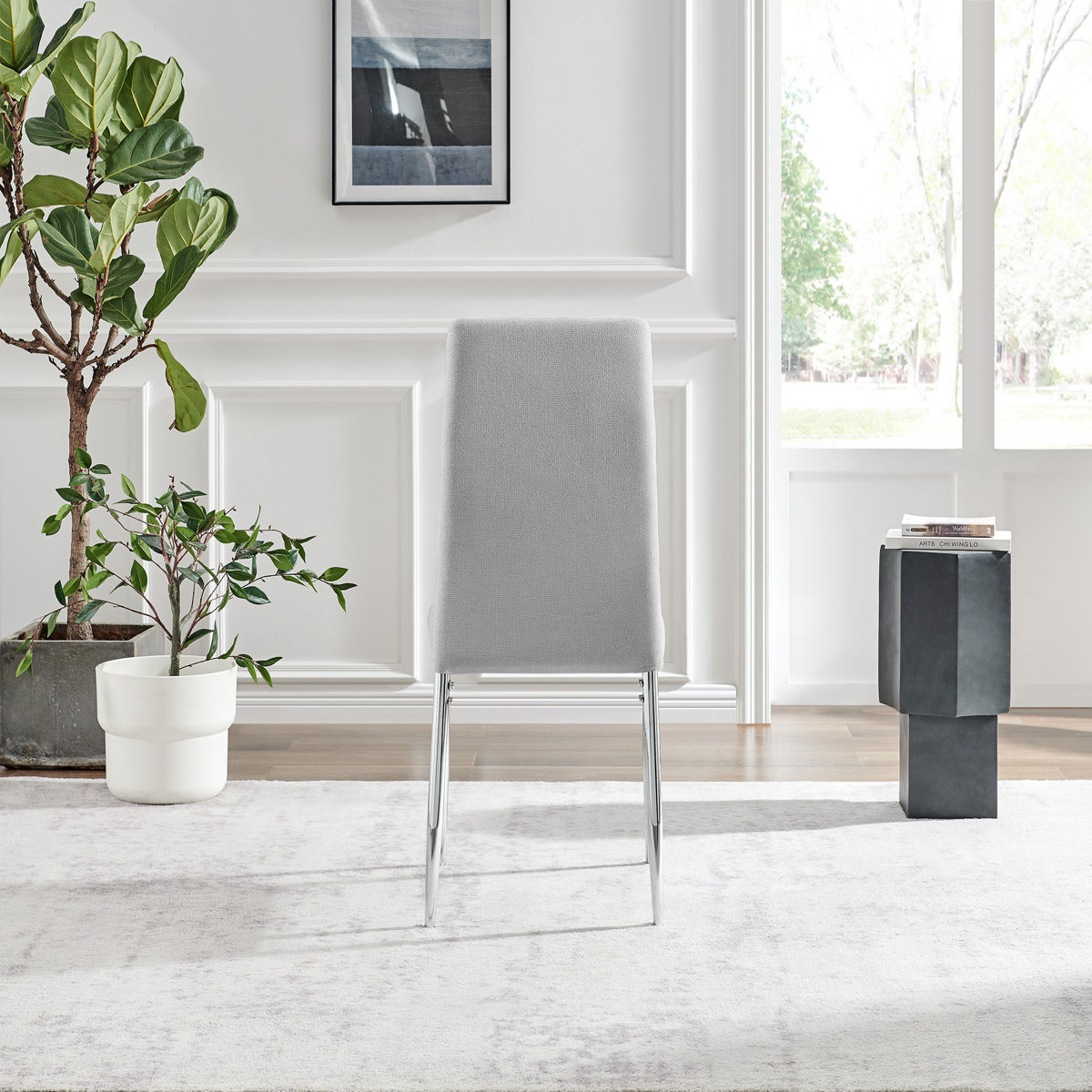 East Urban Home Pallo Button Tufting Fabric Luxury Dining Chairs ...