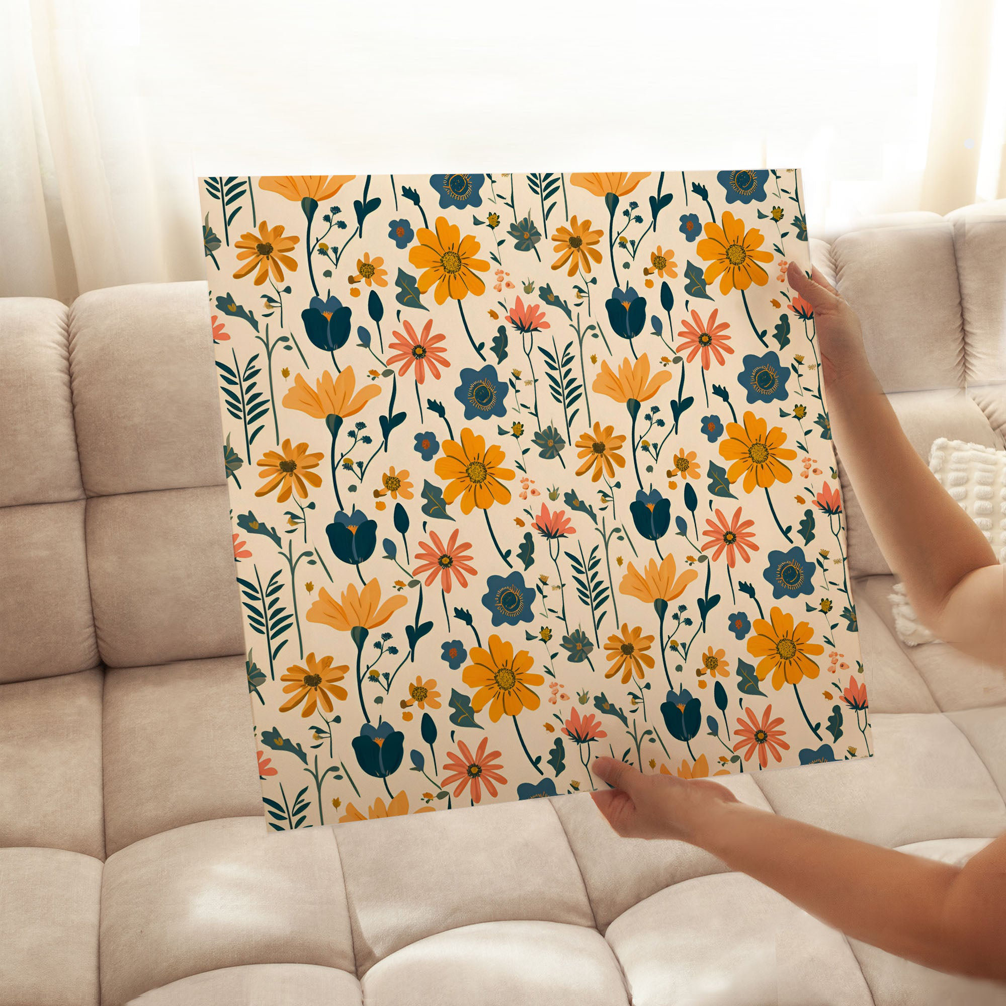 Winston Porter Botanical Yellow Flower Pattern Cottage Unframed Art ...