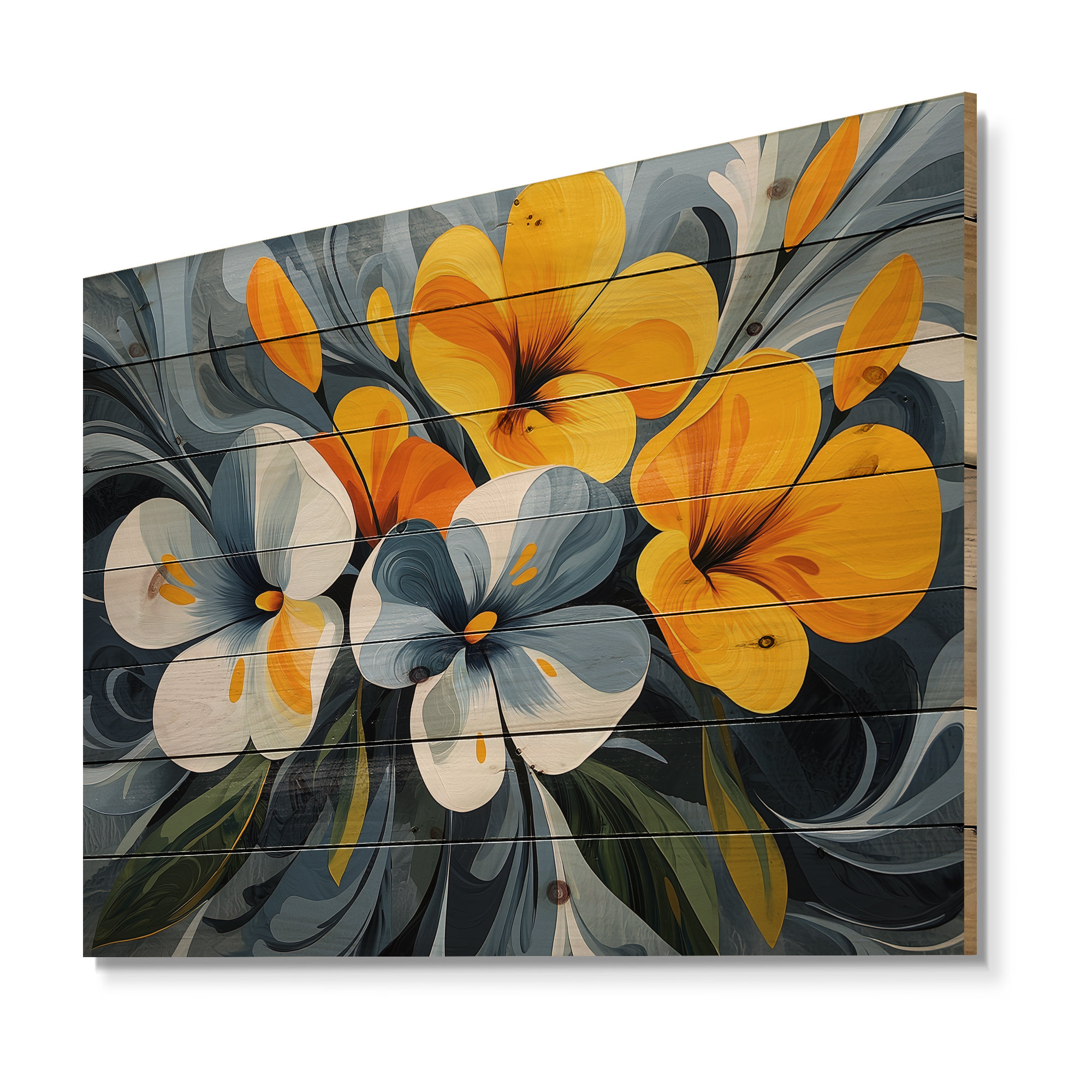 Ophelia & Co. Yellow Blue Pansies Radiance - Pansies Wood Wall Decor - On Natural Pine Wood ...