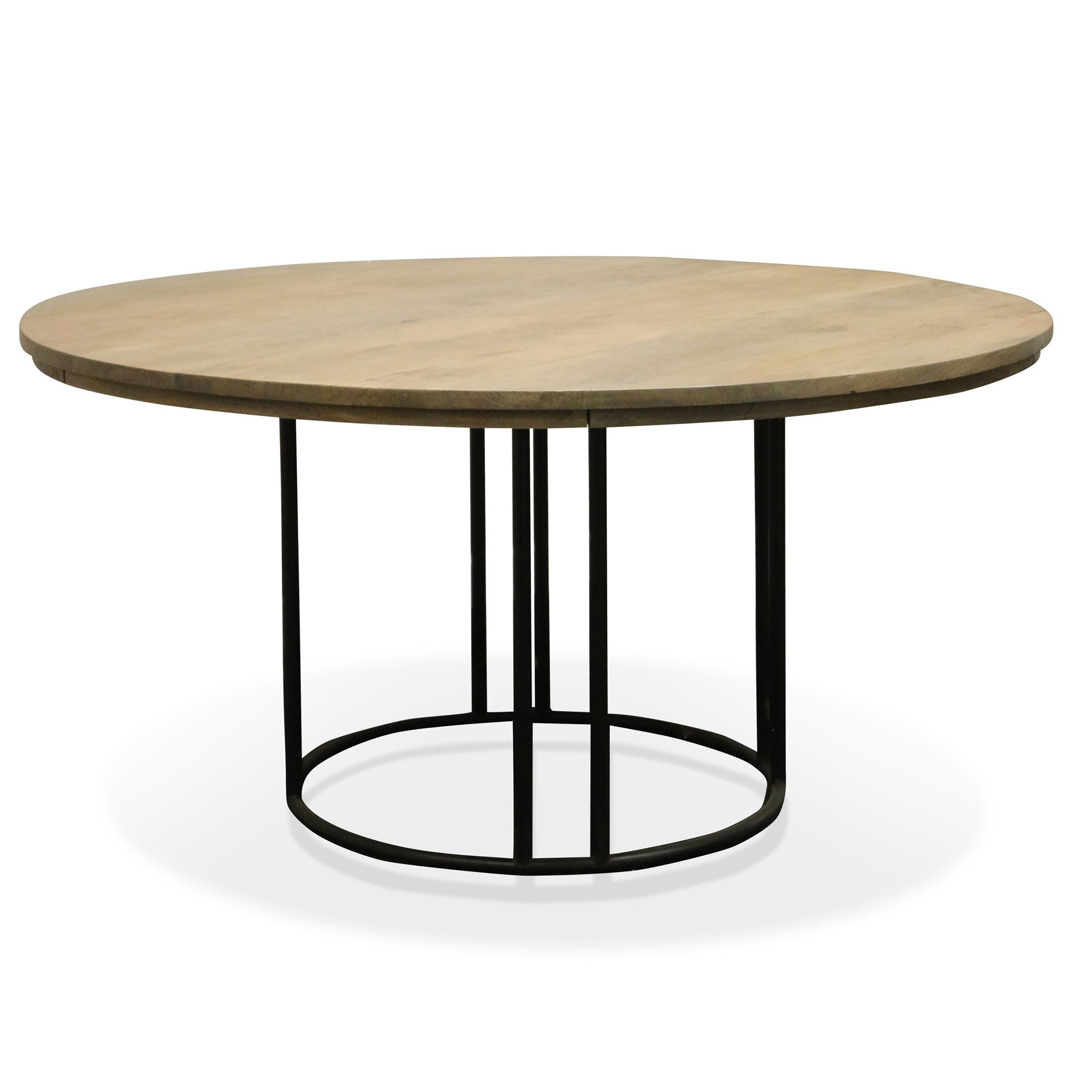 17 Stories Round Solid Wood Top Metal Base Dining Table & Reviews | Wayfair