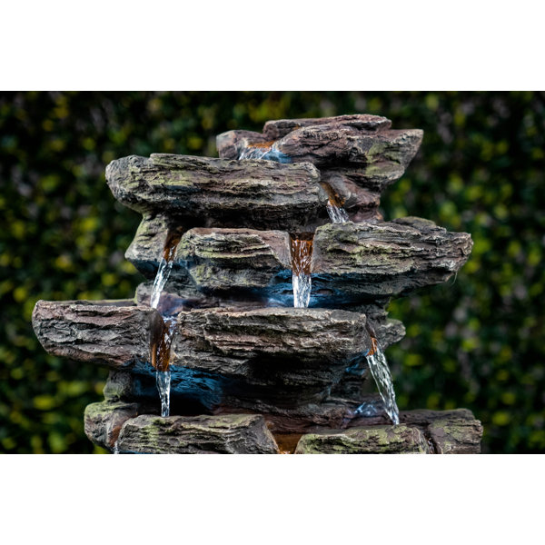 Hi-Line Gift Ltd. Resin Stone Multi-Level Fountain with LED Light ...