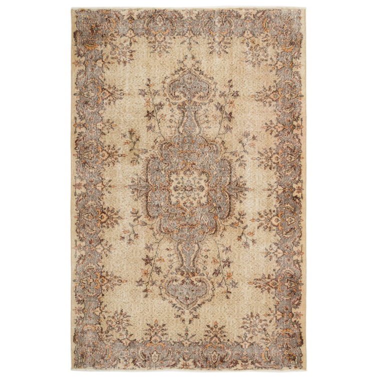 Hargun Atina Vintage Hand Woven Hand Knotted 182 X 278 Beige Area Rug ...