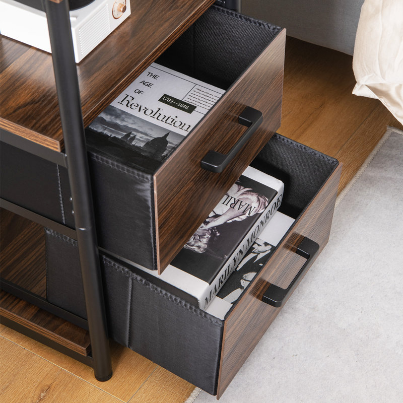 Ebern Designs Kolt 2 - Drawer Steel Nightstand in Walnut/Black | Wayfair