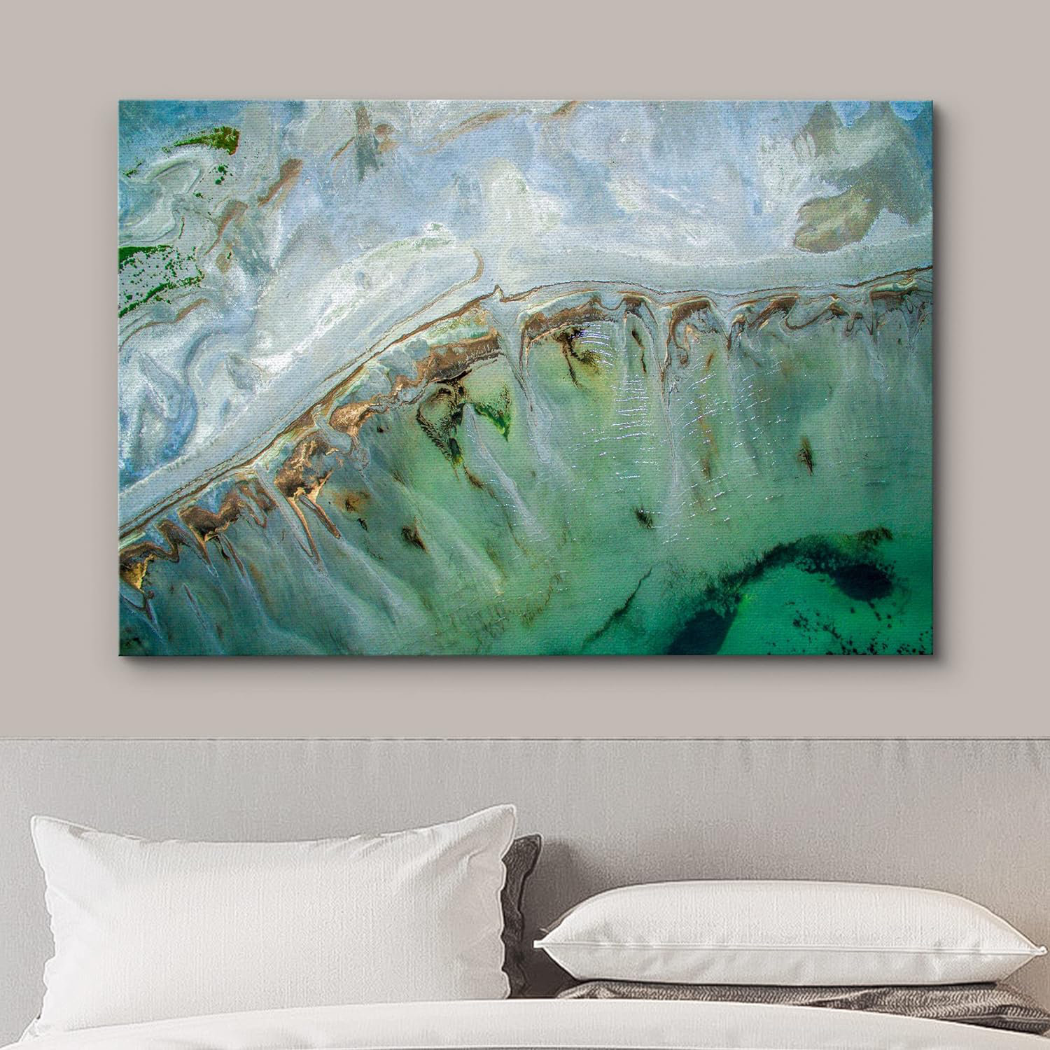 IDEA4WALL Teal Blue White Gemstone Crystal Landscape Close Up Wall Art ...