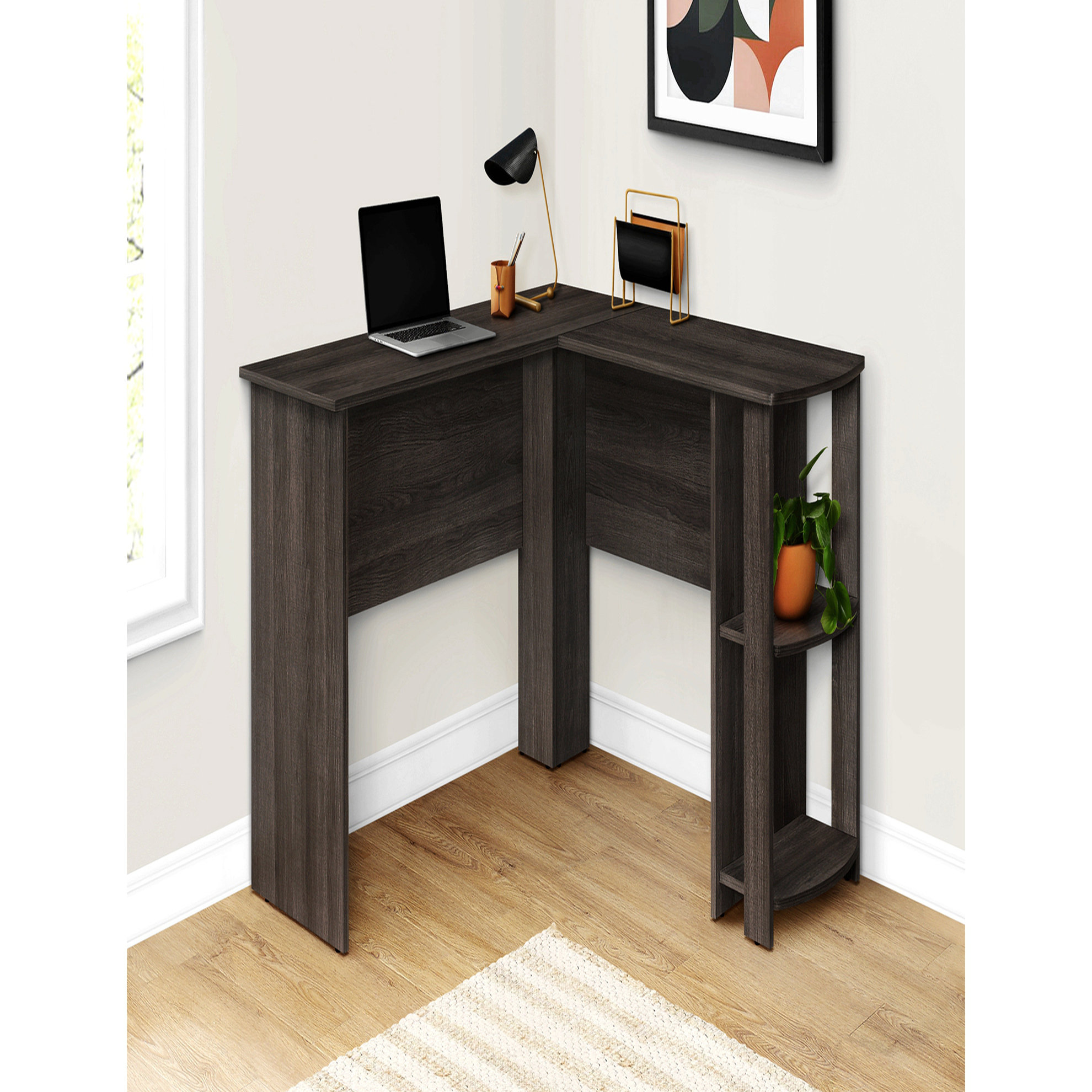 Hokku Designs Computer Desk, Home Office, Corner, Storage Shelves, 48"L ...