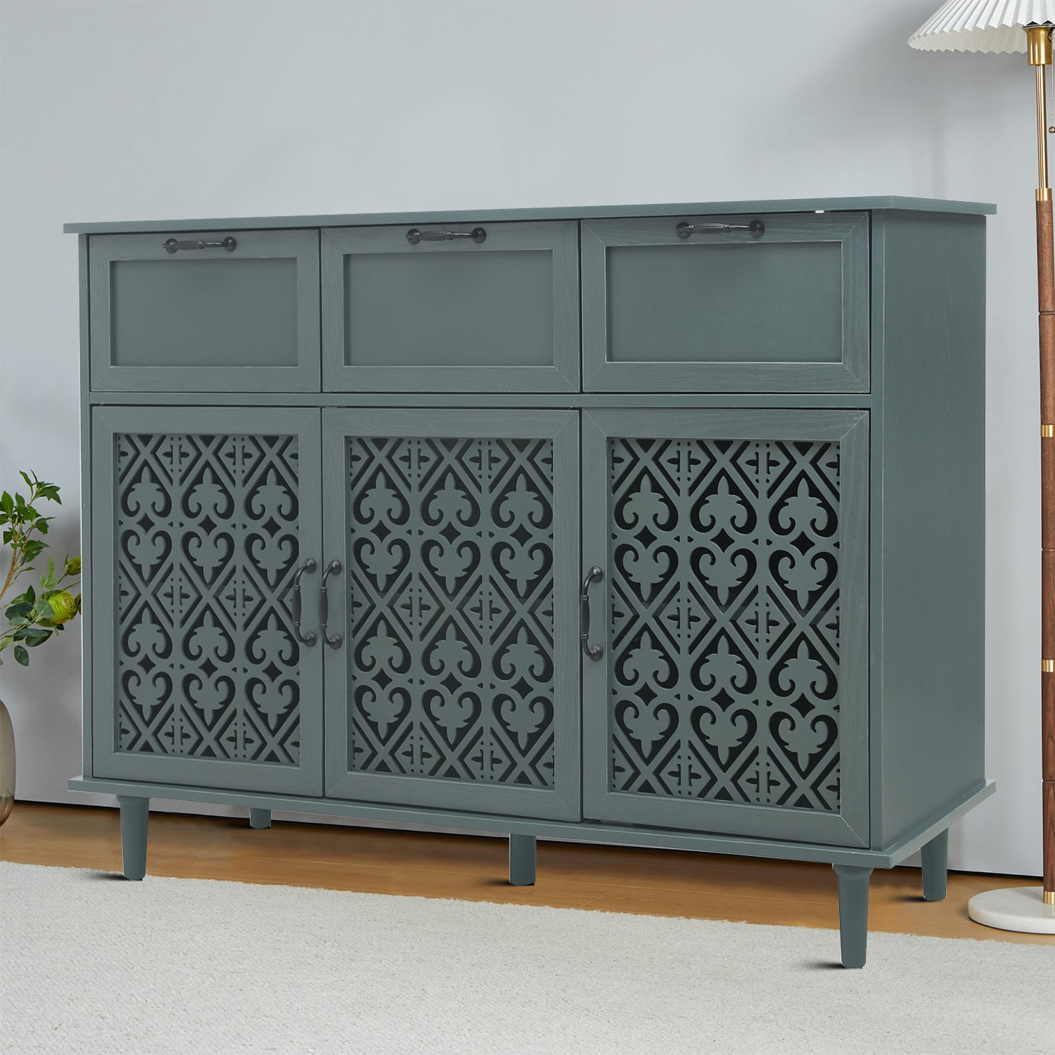 Latitude Run® Koser Wood Accent Cabinet Sideboard with 2 Cabinets and 3 ...