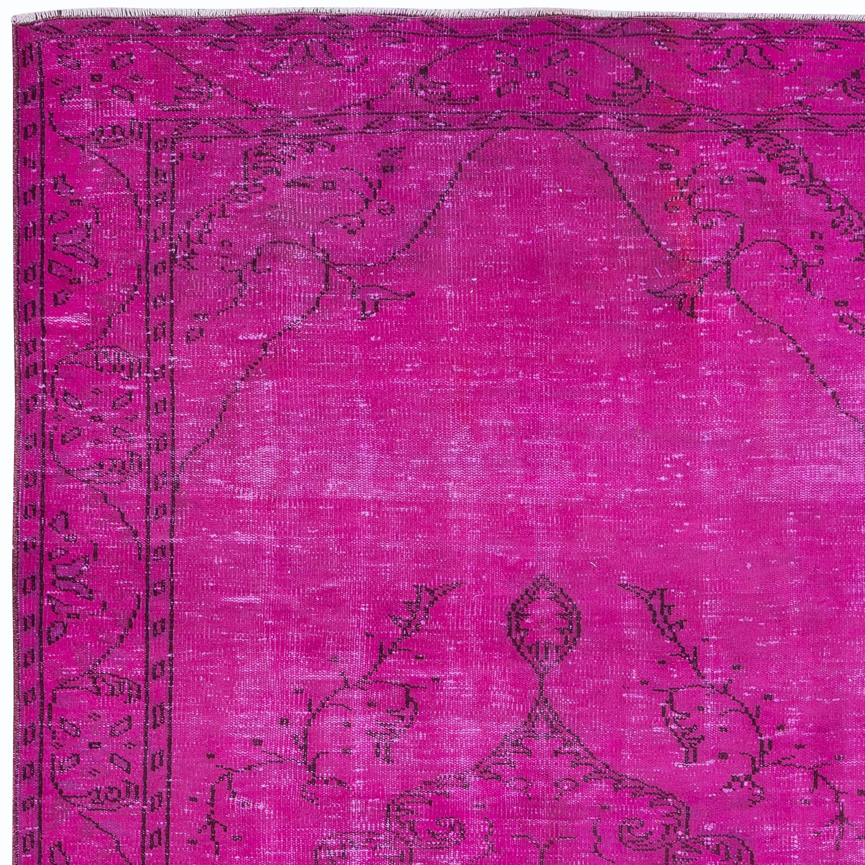 Bungalow Rose 5.4x9.3 Ft Contemporary Wool Area Rug in Pink ...