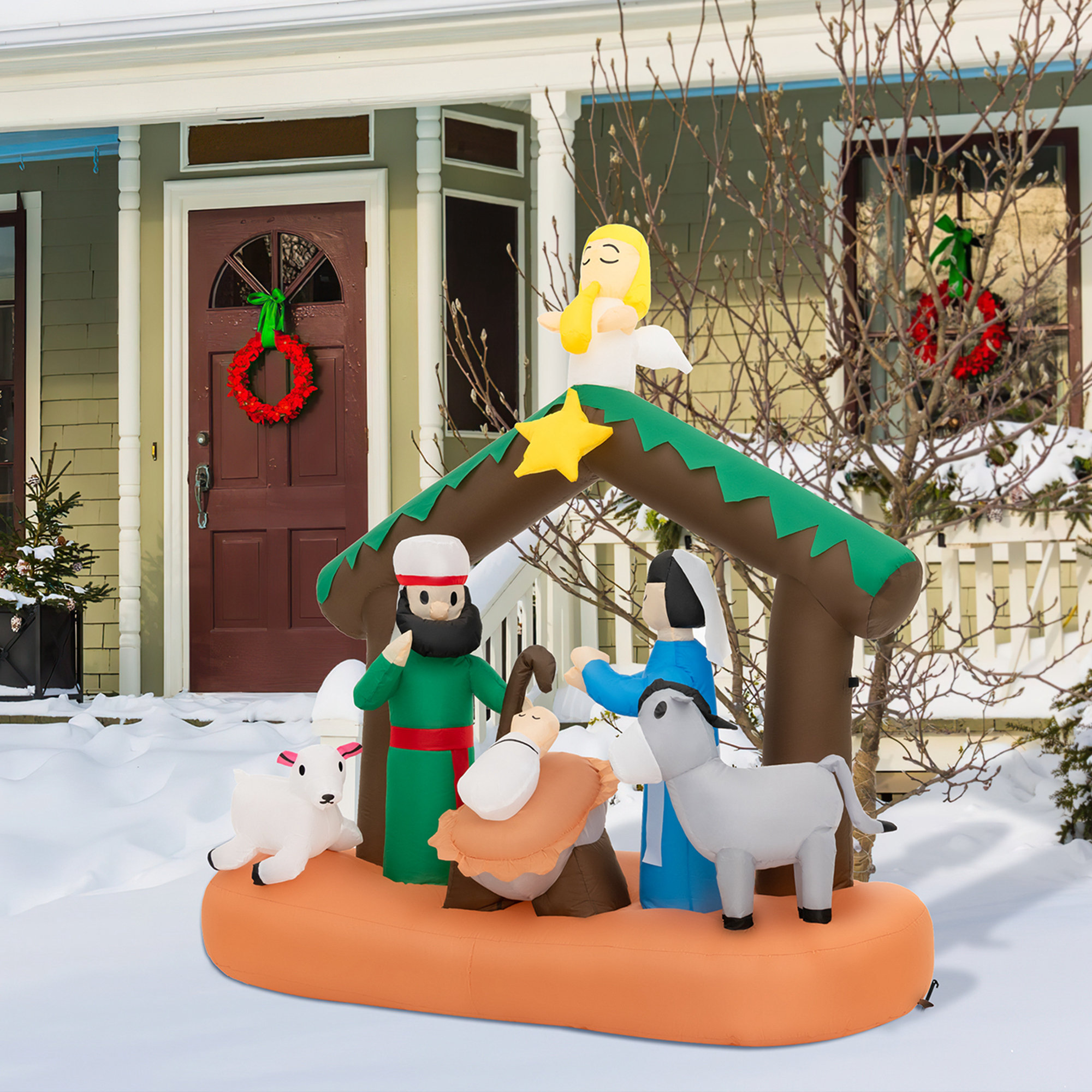 The Holiday Aisle® 6ft Inflatable Christmas Birth Of Jesus Scene ...