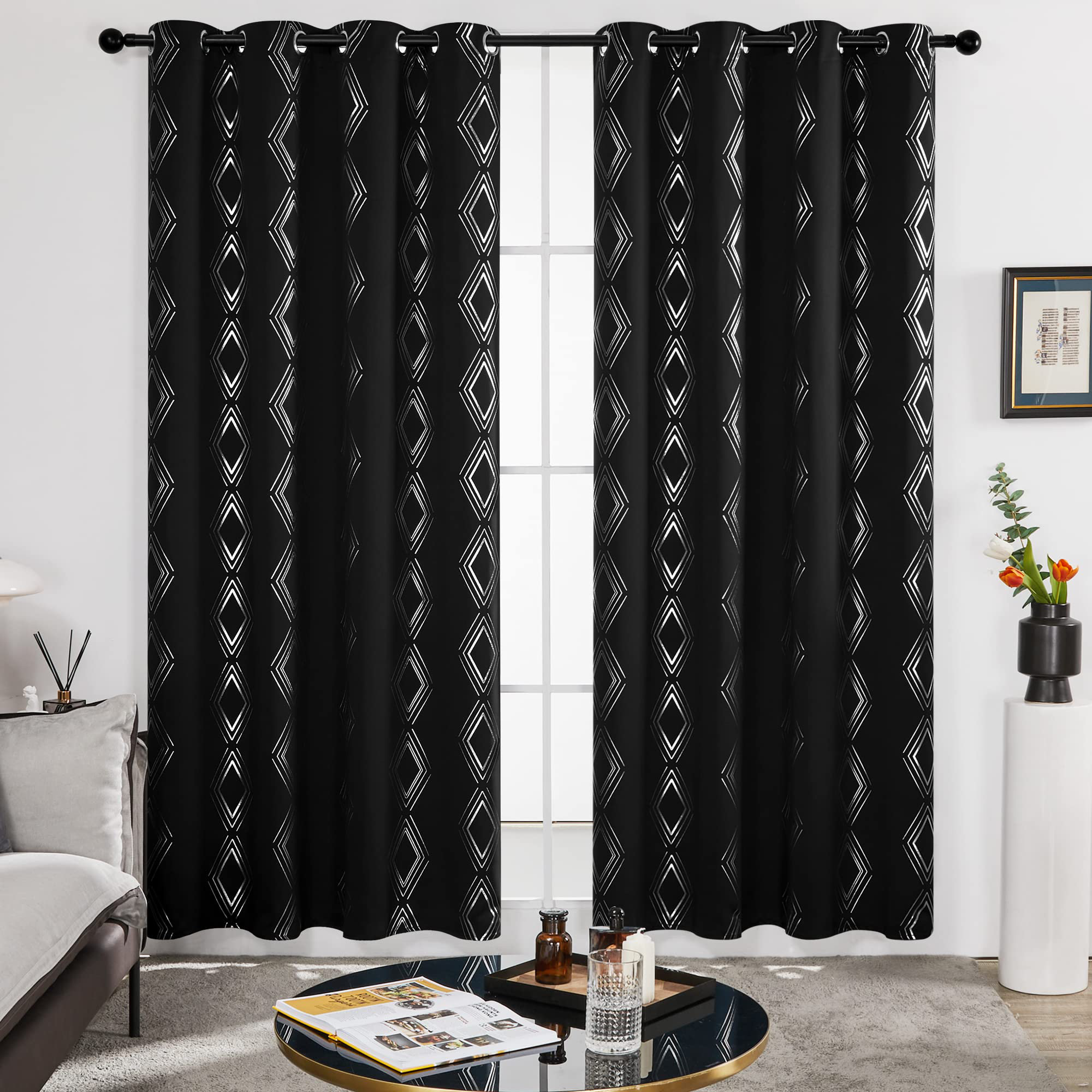 Wrought Studio™ Decorative Diamond Pattern Blackout Curtains (Set Of 2 ...