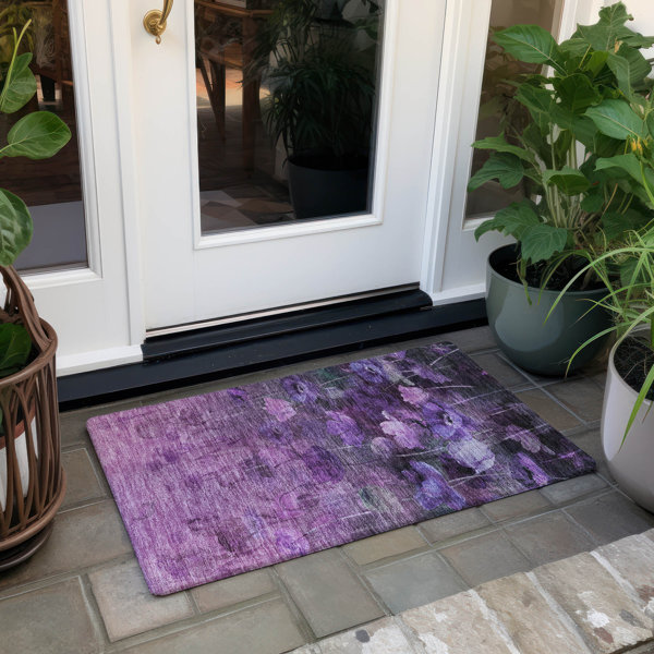 Bungalow Rose Khiri Non-Slip Floral Outdoor Doormat | Wayfair
