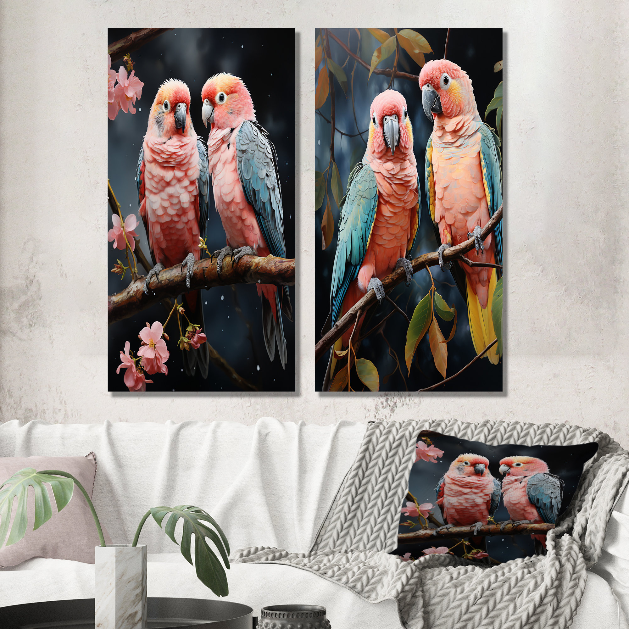 Bay Isle Home™ Whimsical Whispers Love Birds - Parrot Wall Art Prints ...