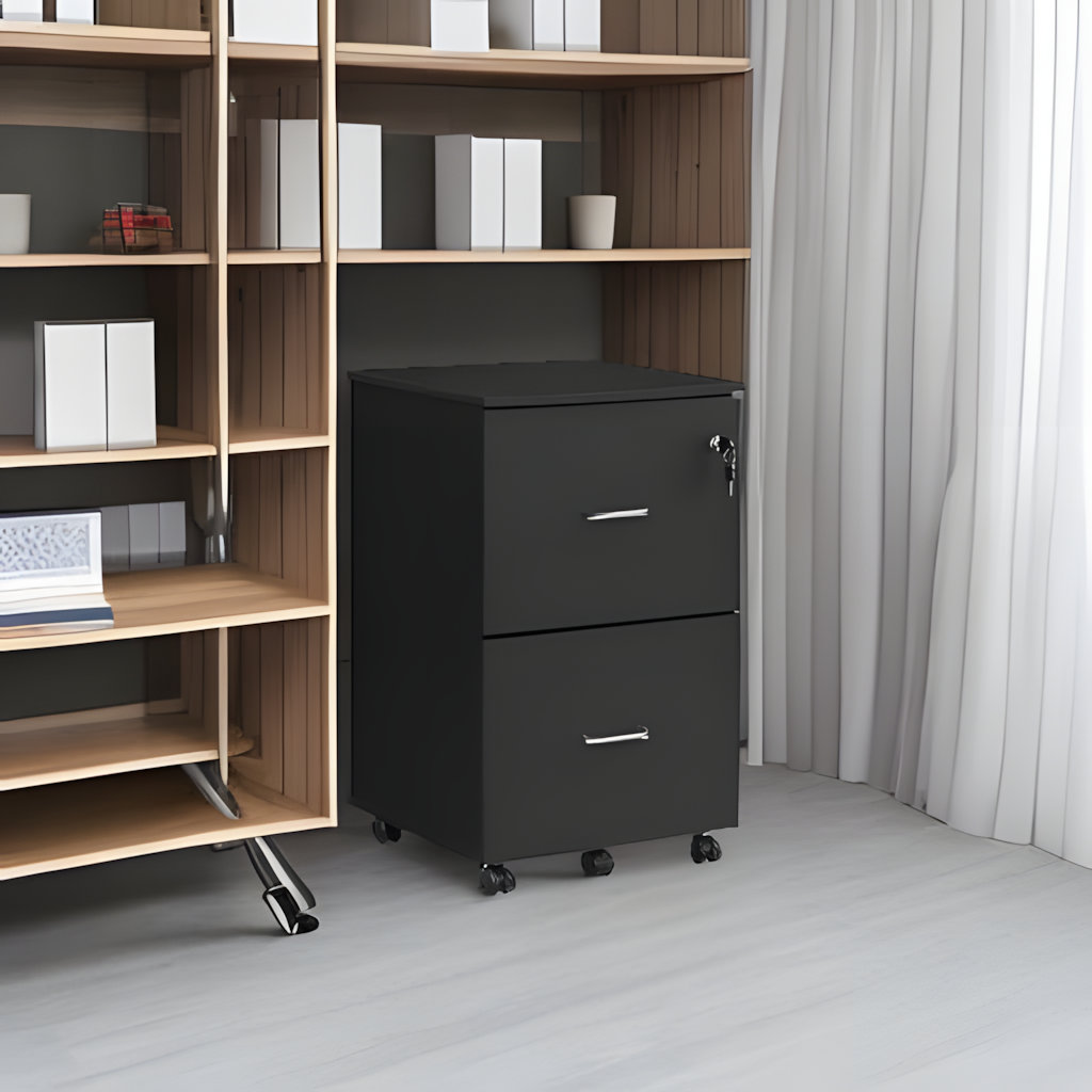 Inbox Zero 2-Drawer File Cabinet, Locking Wood Filing Cabinet For A4 ...