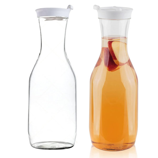 Mint Pantry Clear Plastic Water Pitchers Carafes with Flip top Black ...