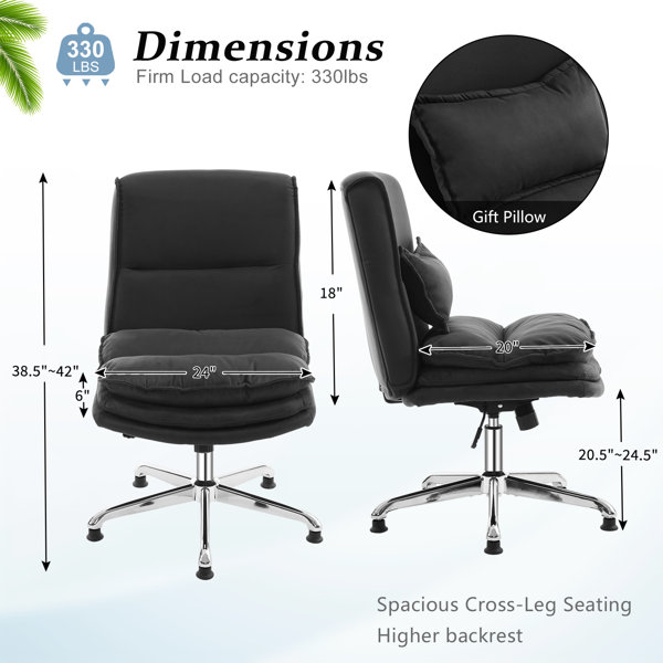 Ebern Designs Upholstered Armless Task Office Chair without Wheels ...