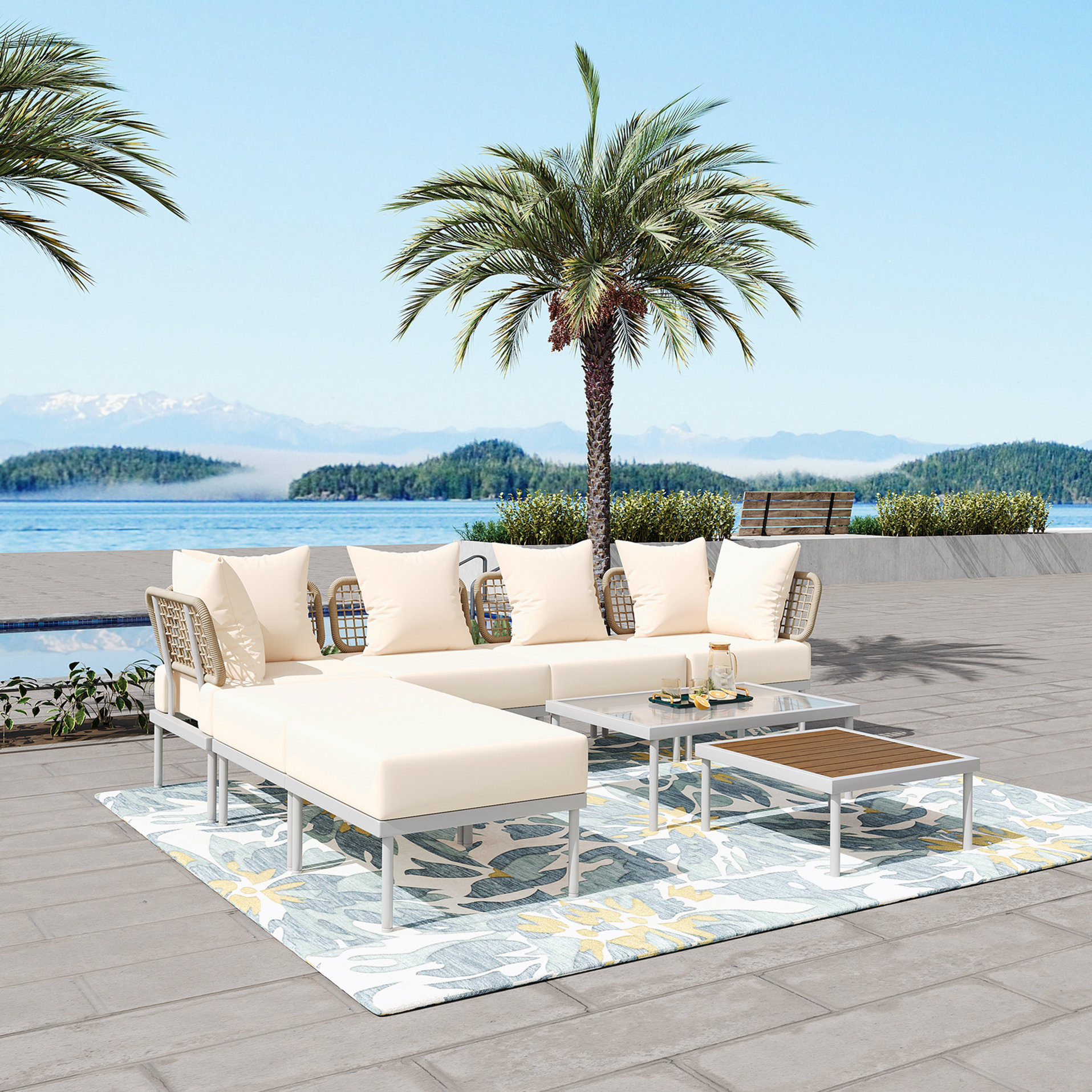Latitude Run® Jayonni 5 - Person Outdoor Seating Group with Cushions ...