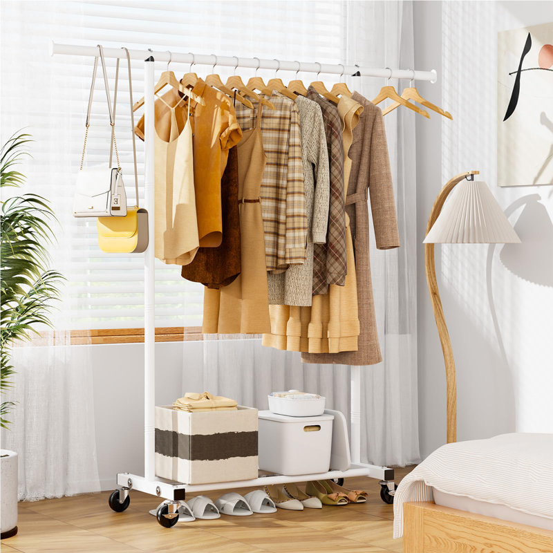 Latitude Run® 46.5" Portable Clothing Rack with Wheels - Sturdy Metal ...