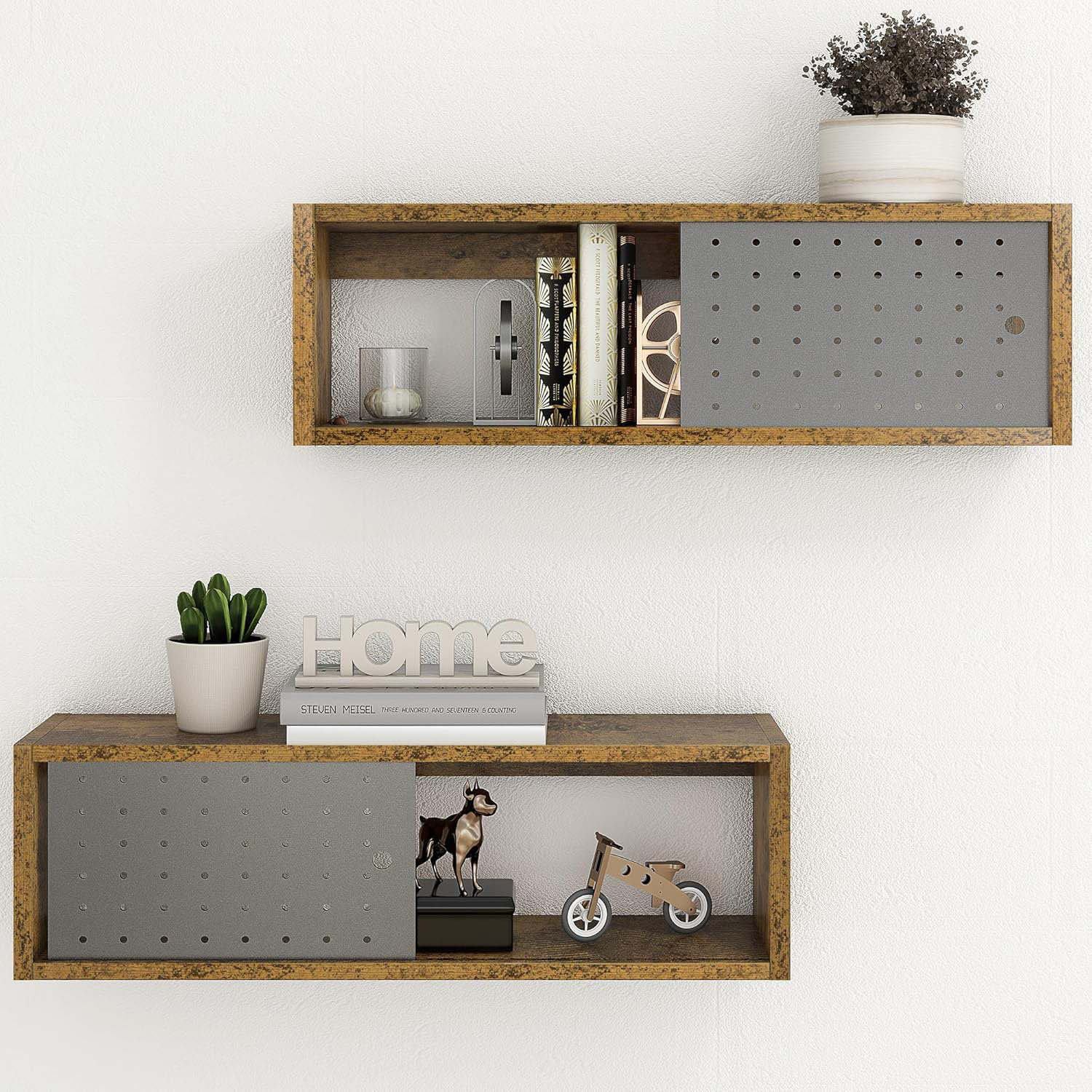 Trule Floating Cabinet Set Of 2, Wall Mount Cube Floating TV Shelves ...