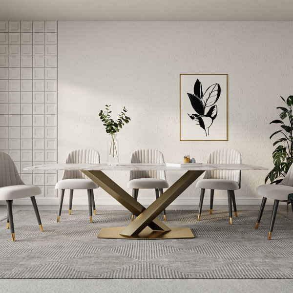 Orren Ellis Modern Kitchen Dining Table Large Size Furniture For Dining ...