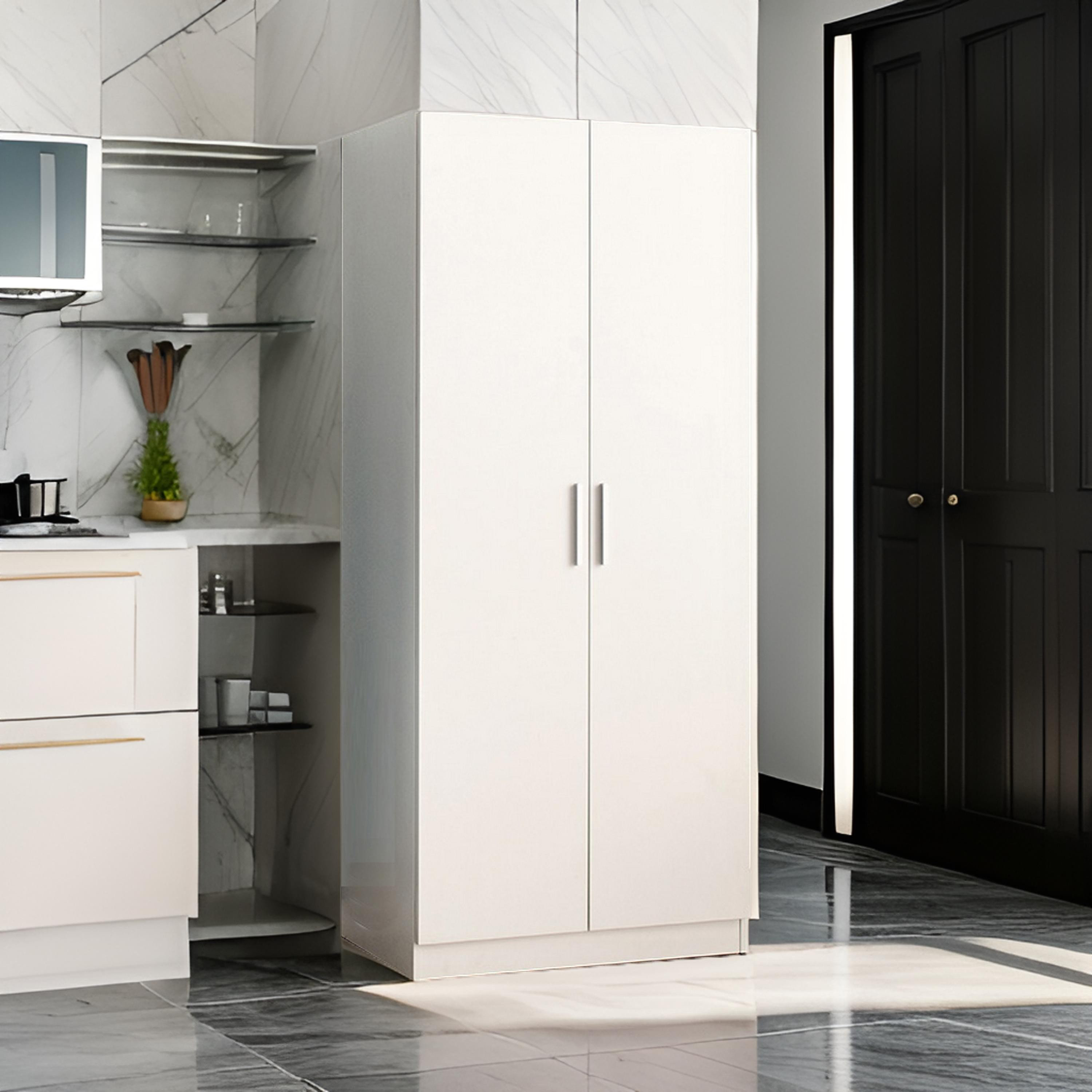 Benjara Avy Standing Closet With 2 Hanging Bar And 5 Shelves, Double ...