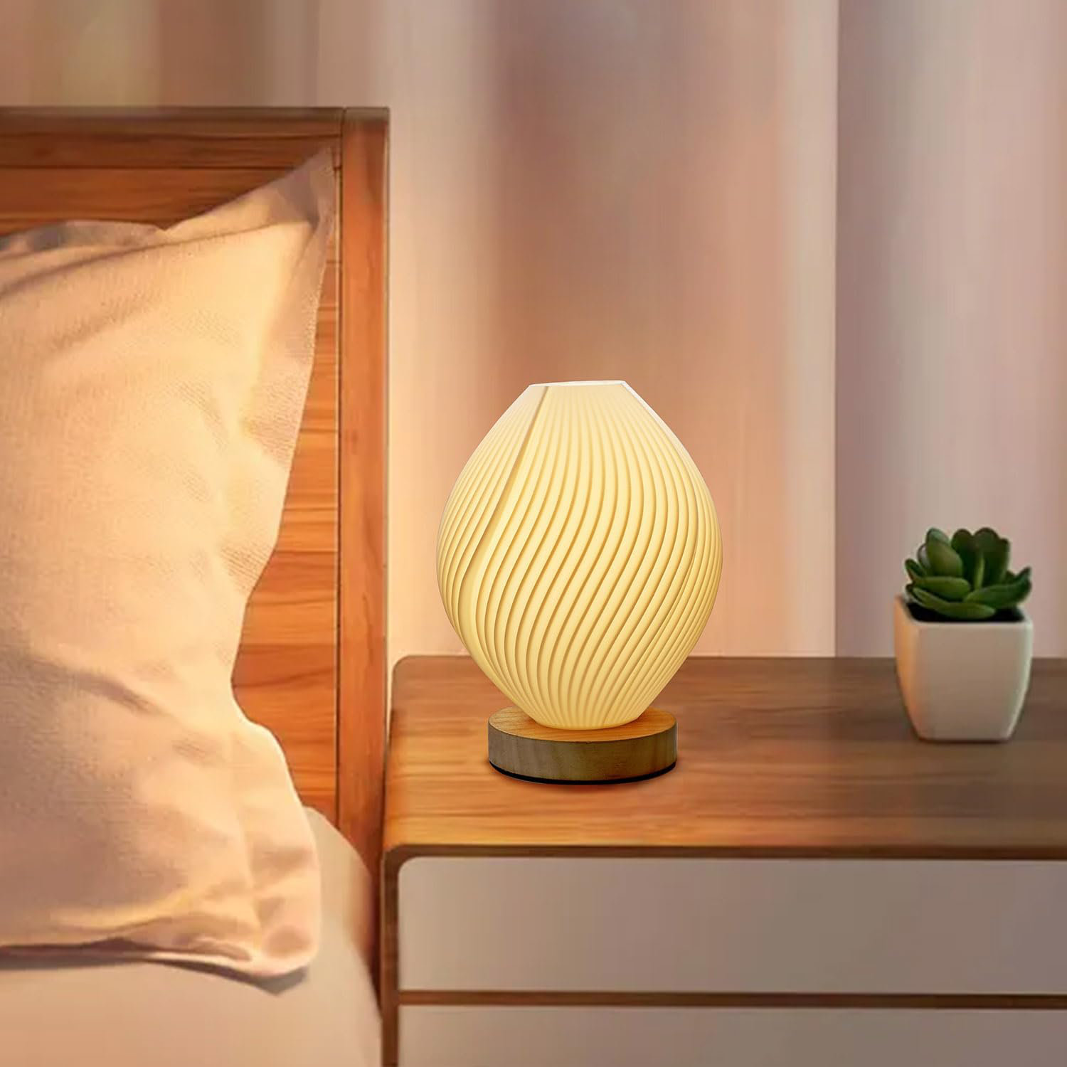 Ivy Bronx Vintage Style Striped Small Night Light Lamp Mini Bedside ...