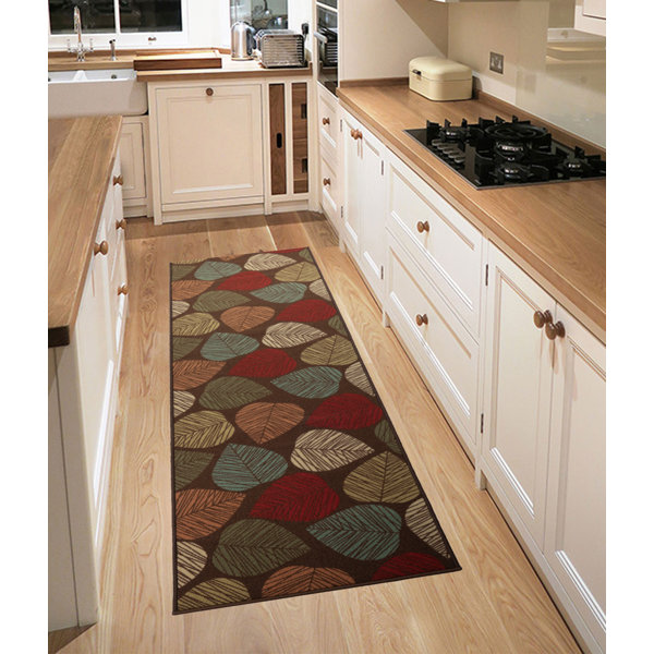 Red Barrel Studio® Custom Size Rug Floral Leaves Low Pile Slip ...