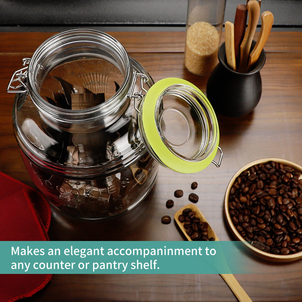 Syntic Vintage Barrel Style Glass Jars W Airtight Hinged Lids and Leak ...