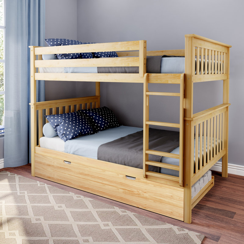Harriet Bee Bolles Solid Wood Standard Bunk Bed with Trundle & Reviews ...