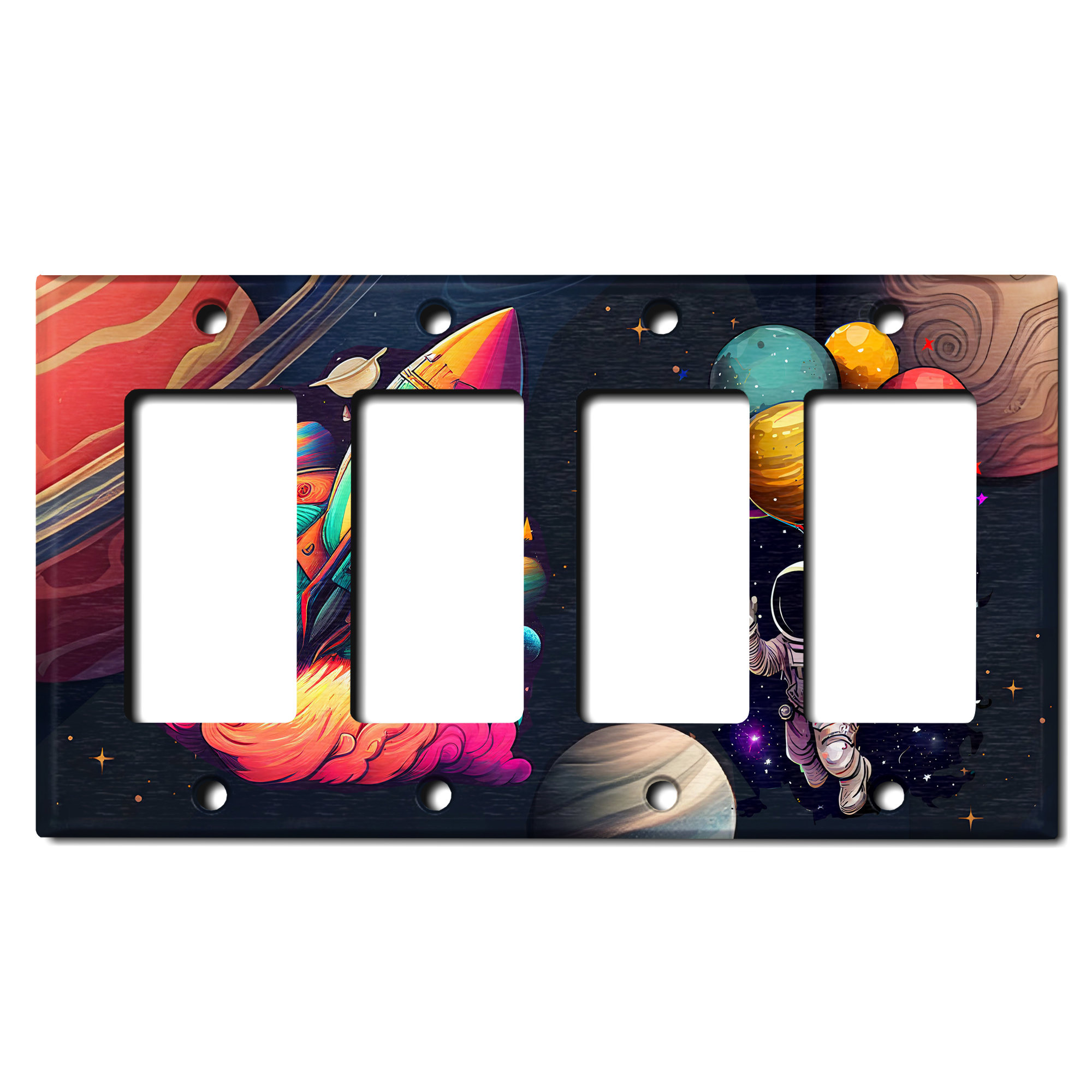 WorldAcc Animated Astronaut Space Ship 4-Gang Toggle Light Switch Wall ...
