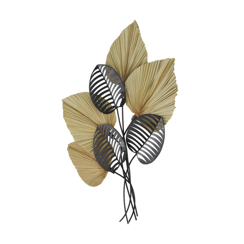 Bay Isle Home™ Metal Layered Leaf Brown Wall Decor with Palm Leave ...