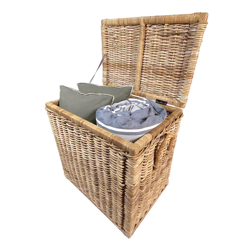 Birch Lane™ Yula Rattan Decorative Storage Trunk with Lid, Tall Size ...