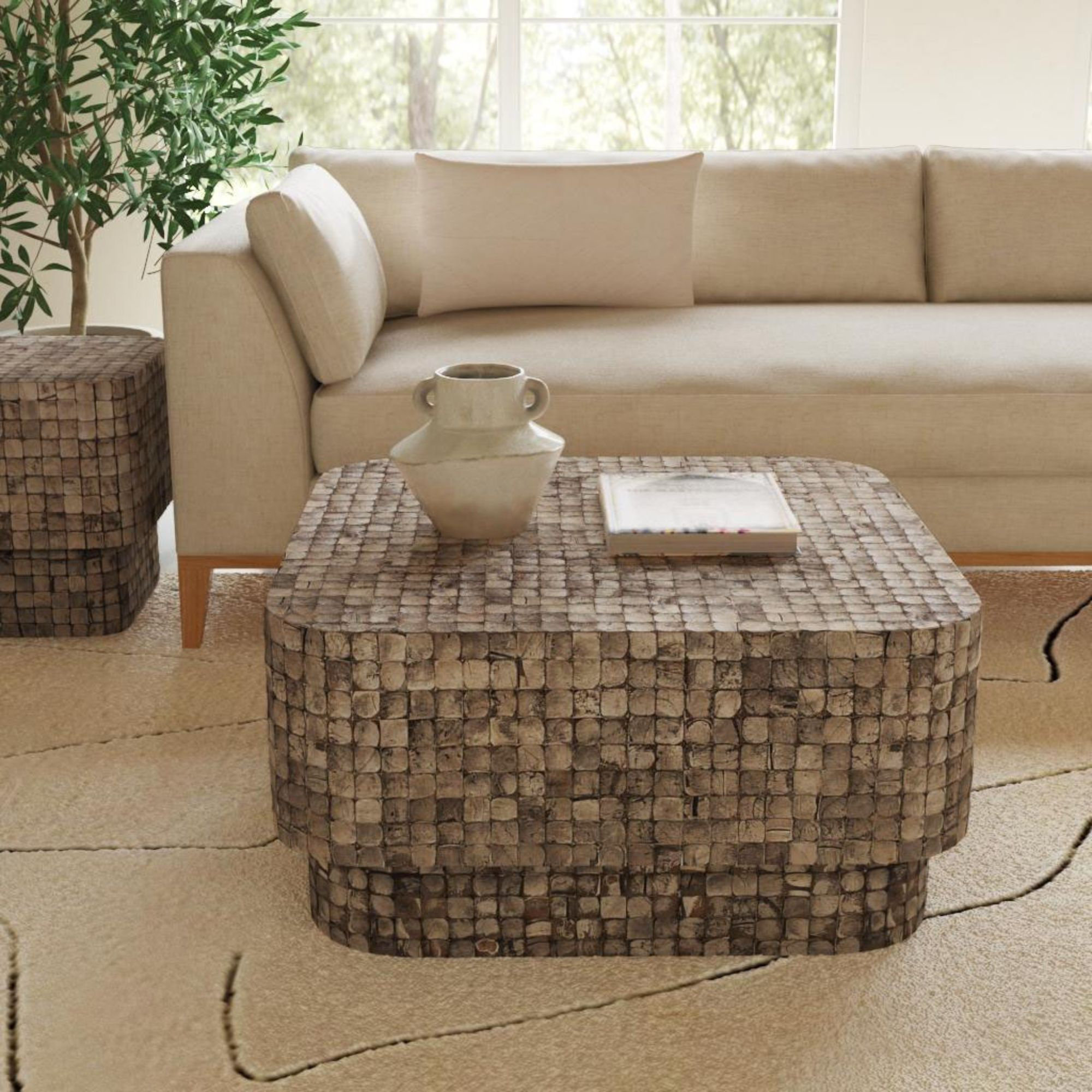 Loon Peak® Klenk Square Coconut Shell Coffee Table | Wayfair