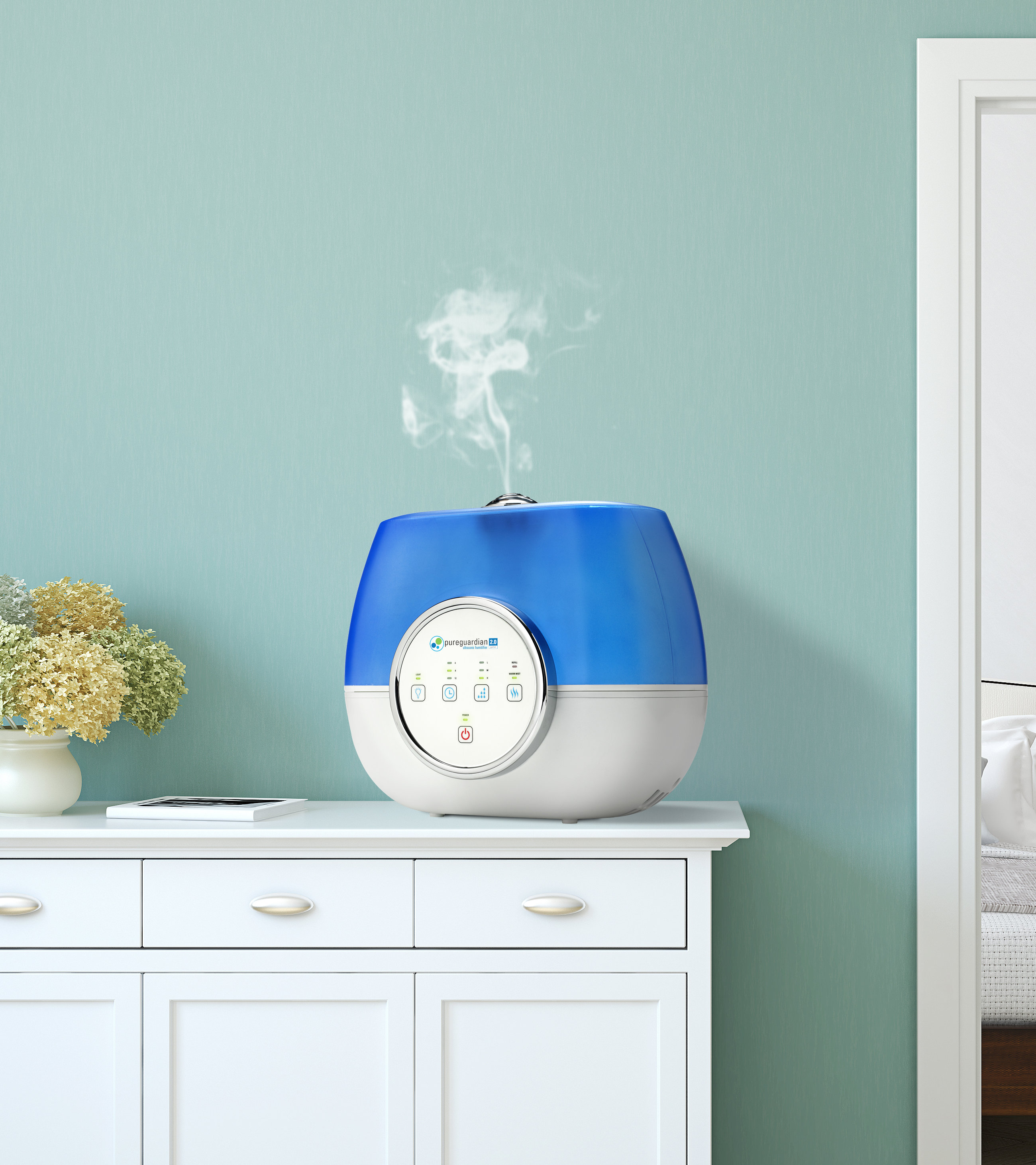 Guardian Technologies 2 Gal. Cool and Warm Mist Ultrasonic Tabletop ...