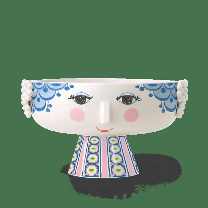 Bjorn Wiinblad Bowl on Stand, Blue, H: 5.5" | Wayfair