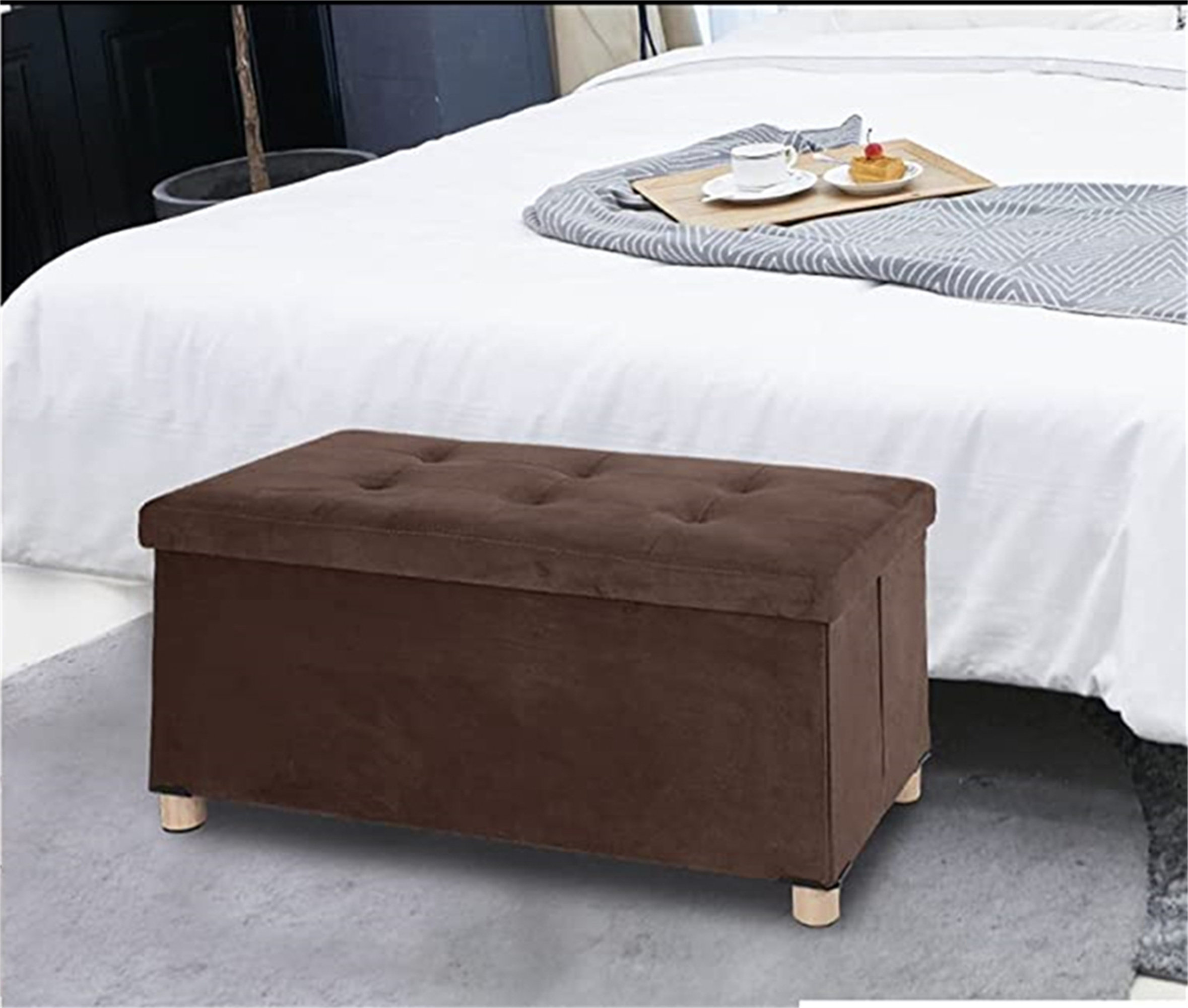 Latitude Run® 30 Inches Folding Storage Ottoman Bench With Wooden Legs ...
