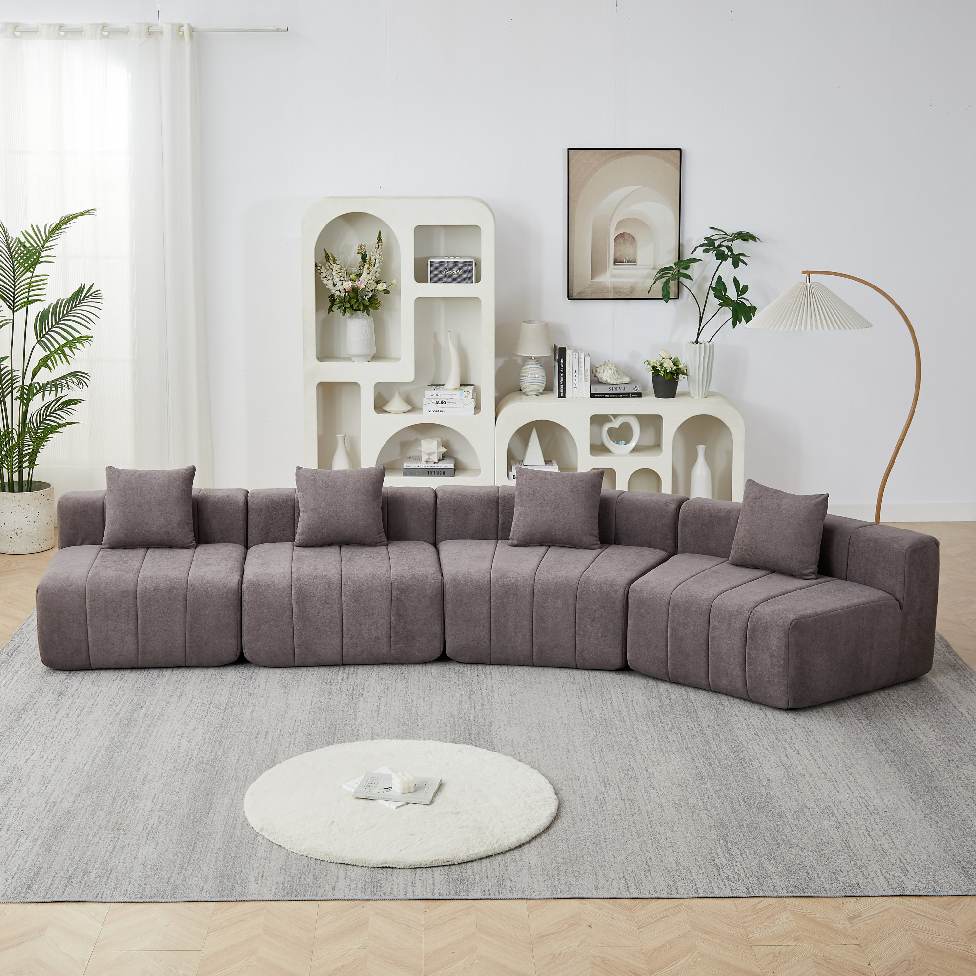 Latitude Run® Elegant Modular Sectionals Sofa, Grey Chenille, Modern ...