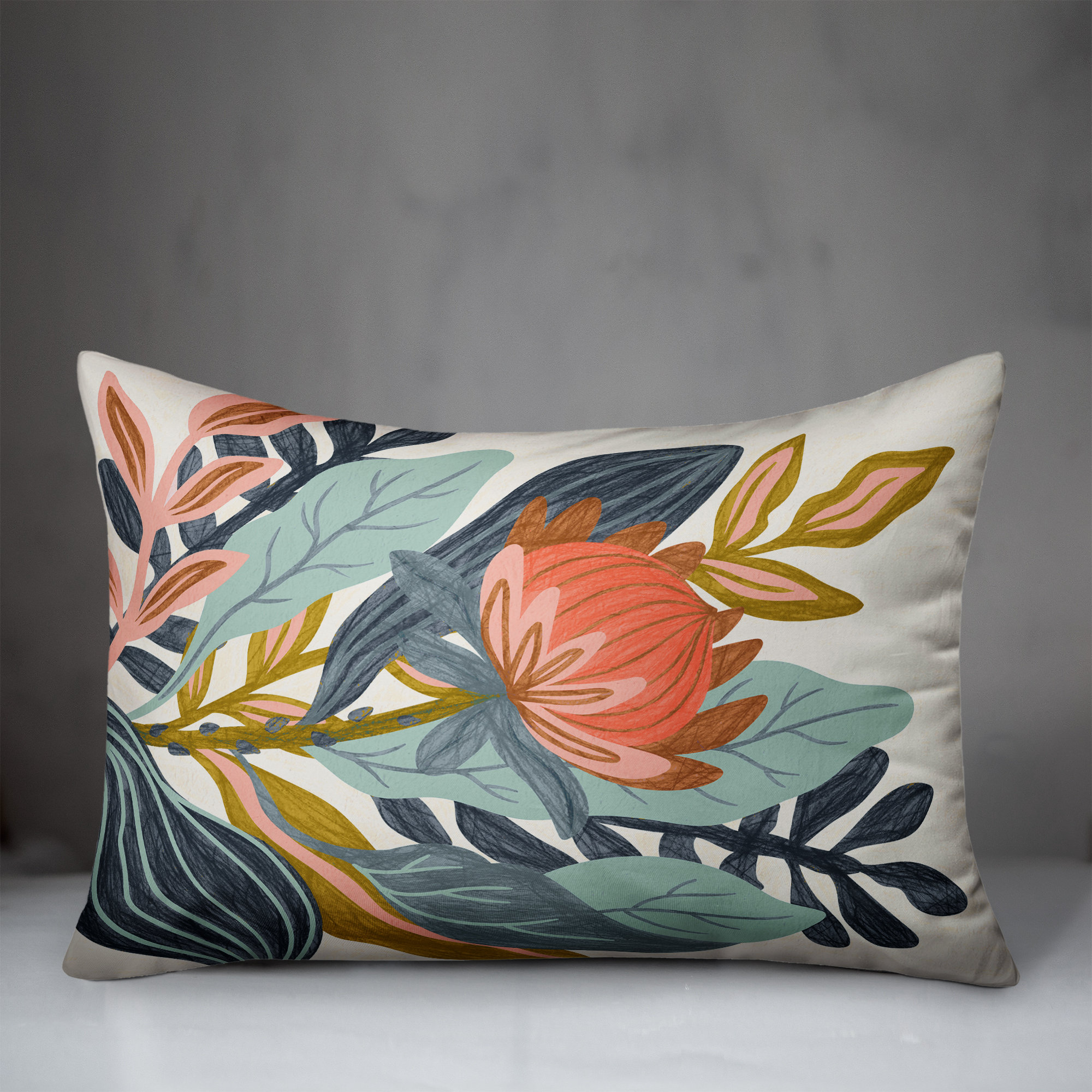 Winston Porter Thersea Fun Floral Group Rectangular Pillow Cover ...