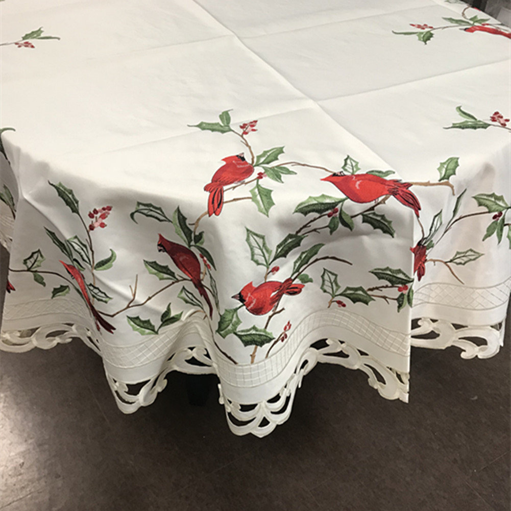 The Holiday Aisle® Red Cardinals 68" Round Tablecloth - Wayfair Canada
