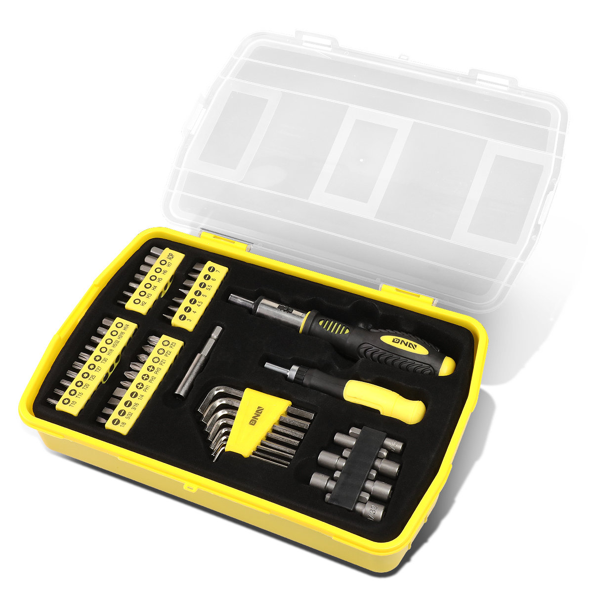DNA Motoring 51 Piece Portable Household Hand Tool Kit Storage Tool Box ...